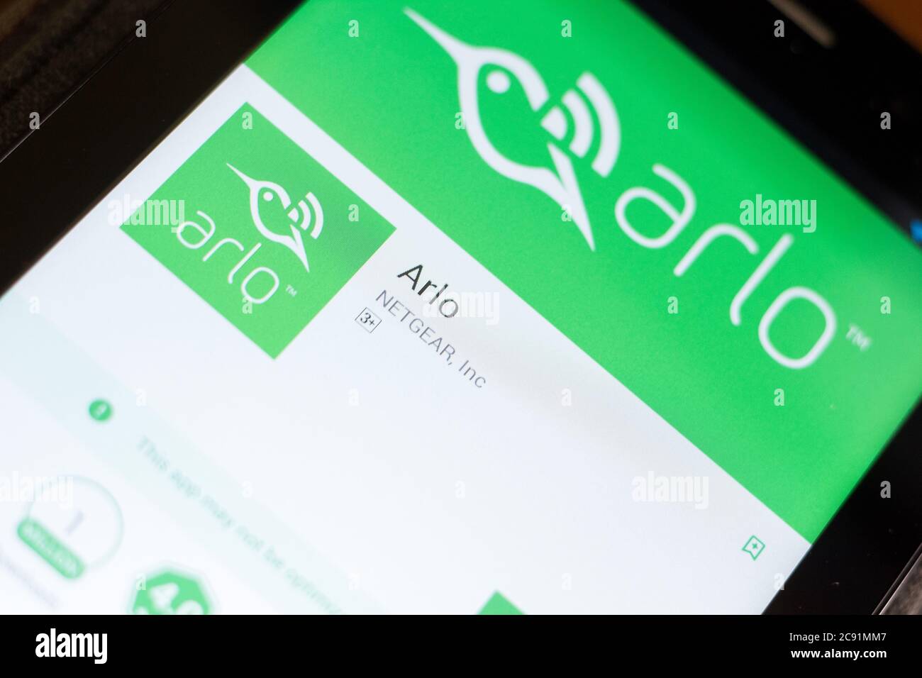 Ryazan, Russia - June 24, 2018: Arlo mobile app on the display of ...