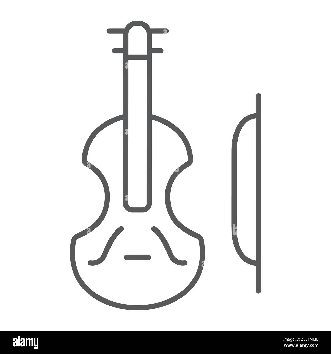 Violin thin line icon, music and instrument, cello sign, vector ...