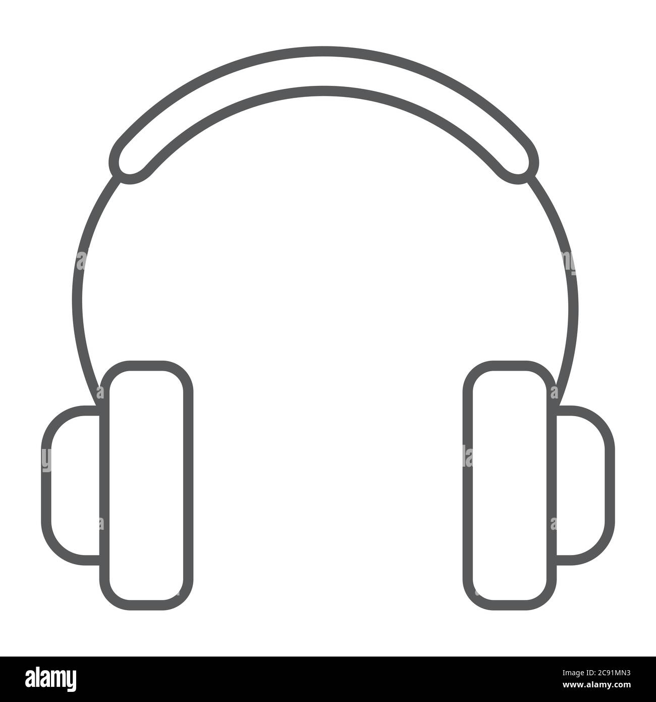 Headphones thin line icon, music and sound, audio accessory sign ...