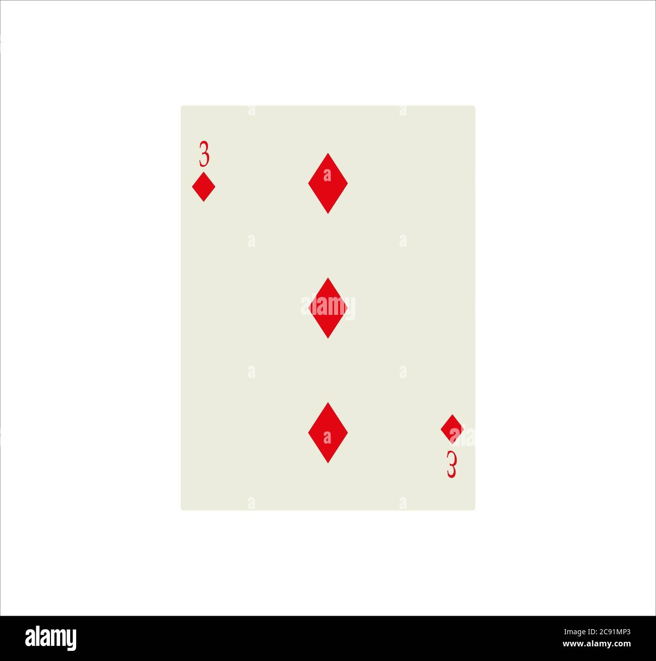 Illustration of three of diamonds isolated on a white background Stock ...