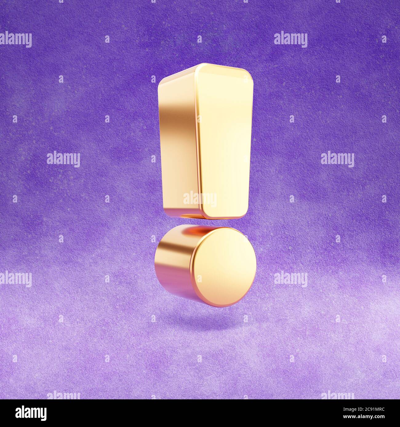 Exclamation icon. Gold glossy Exclamation point symbol isolated on ...