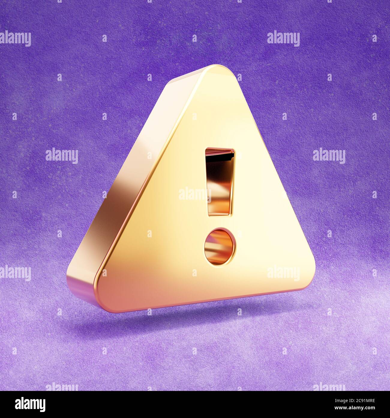 Exclamation icon. Gold glossy Exclamation point symbol isolated on ...
