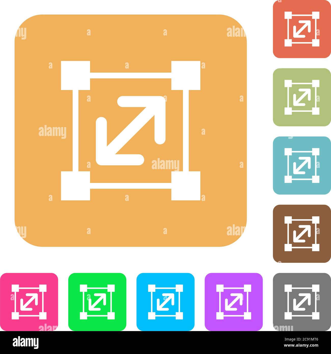 Resize element flat icons on rounded square vivid color backgrounds ...