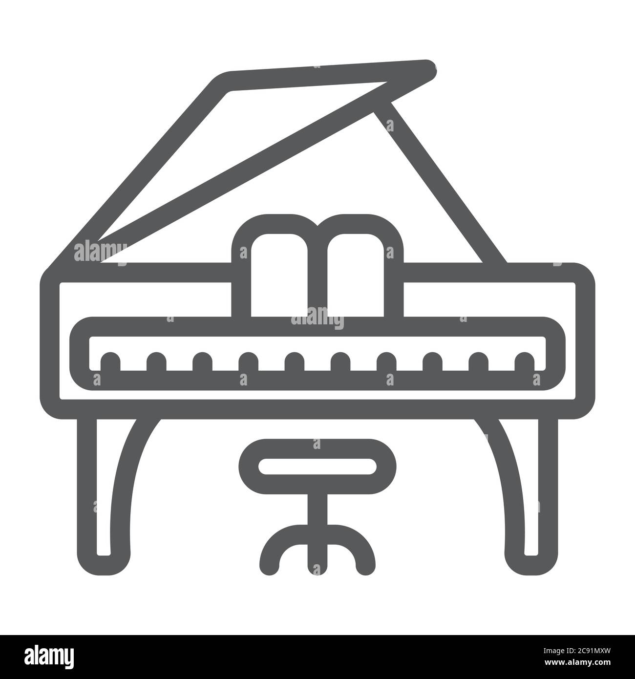 Piano line icon, music and sound, keyboard musical instrument sign ...