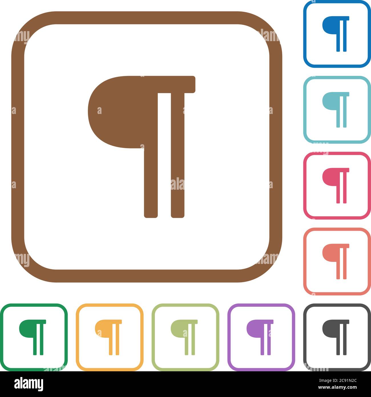 Text paragraph simple icons in color rounded square frames on white background Stock Vector ...