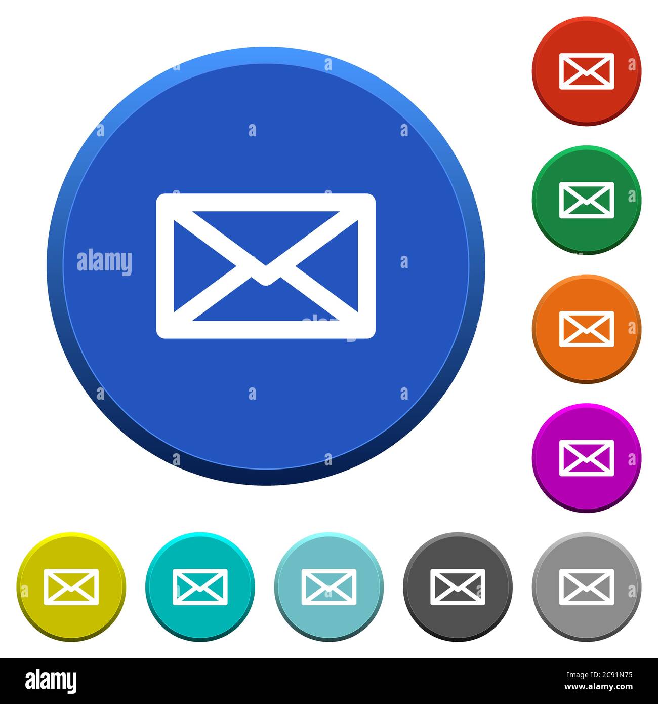 Message round color beveled buttons with smooth surfaces and flat white ...