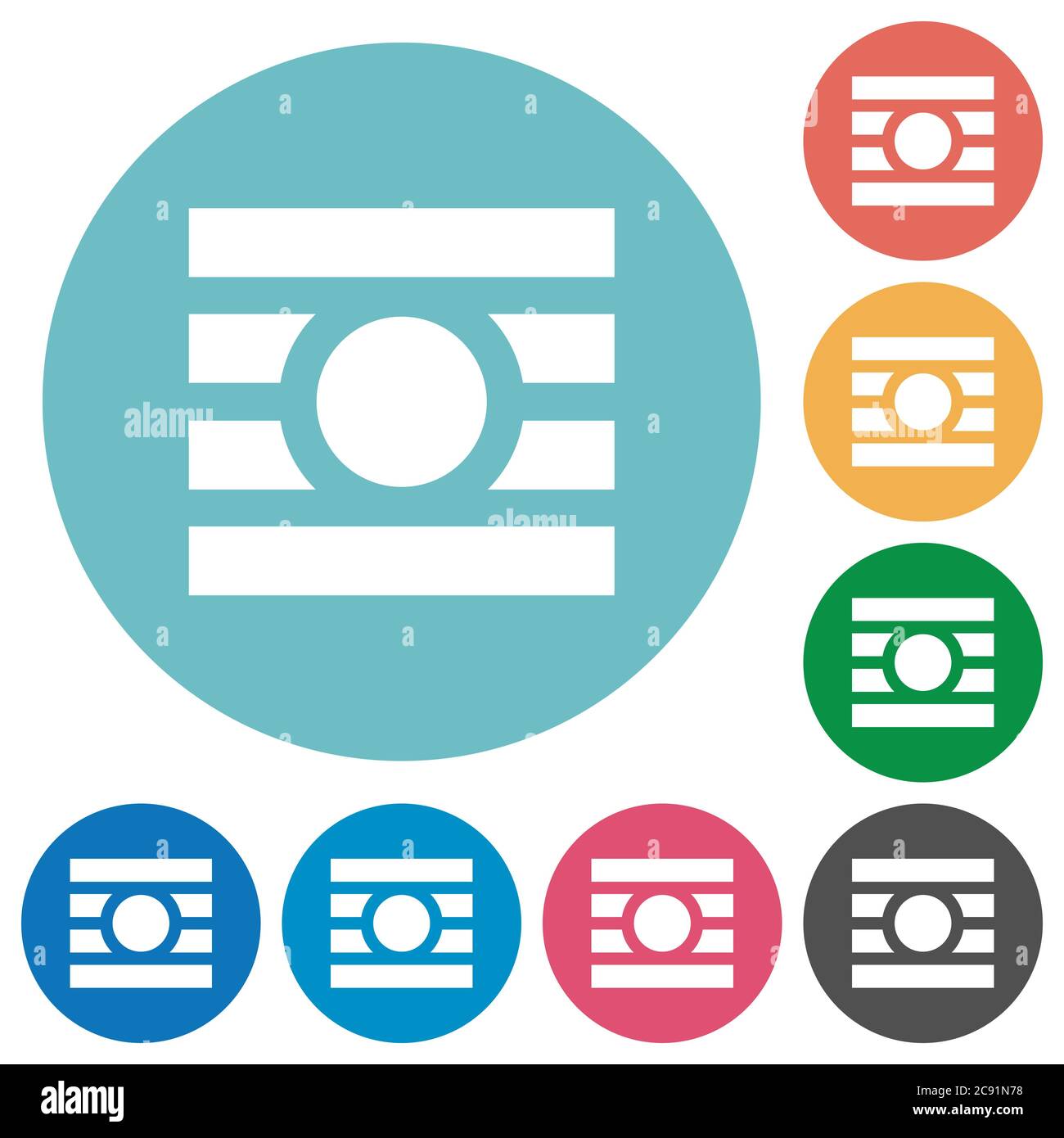 Text wrap around objects flat white icons on round color backgrounds ...