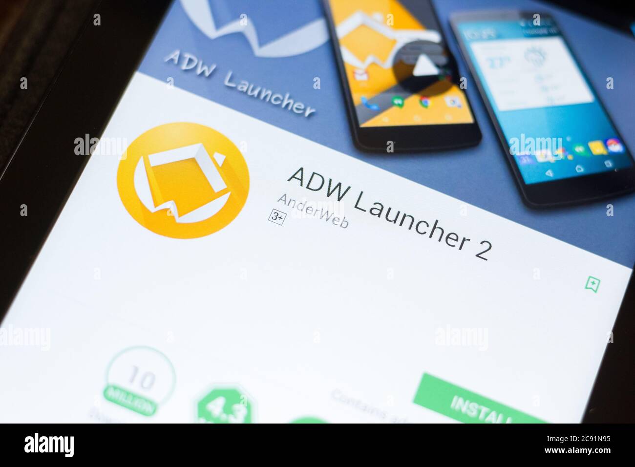 Ryazan, Russia - June 24, 2018: ADW Launcher 2 mobile app on the ...