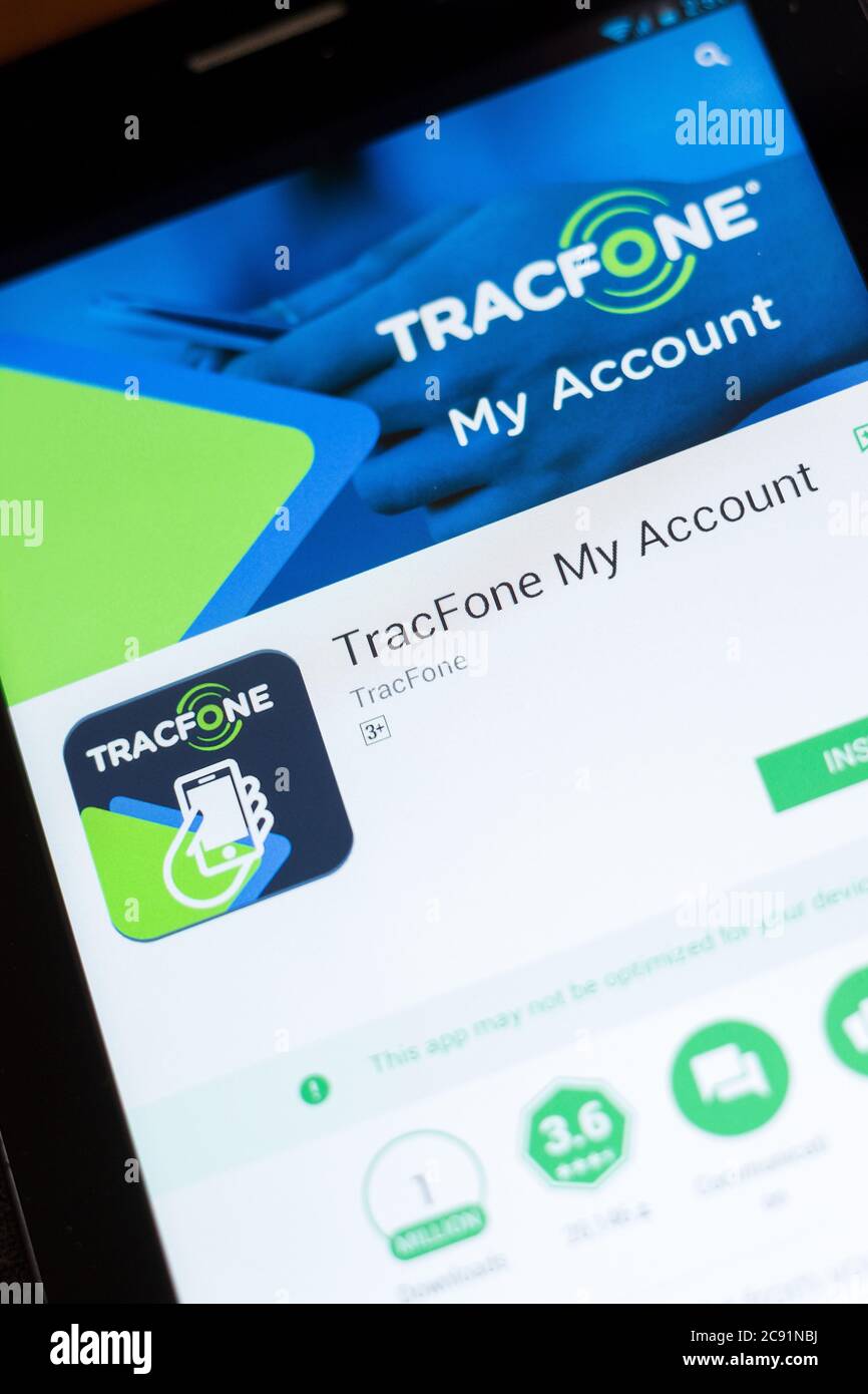 Ryazan, Russia - June 24, 2018: TracFone My Account mobile app on the ...