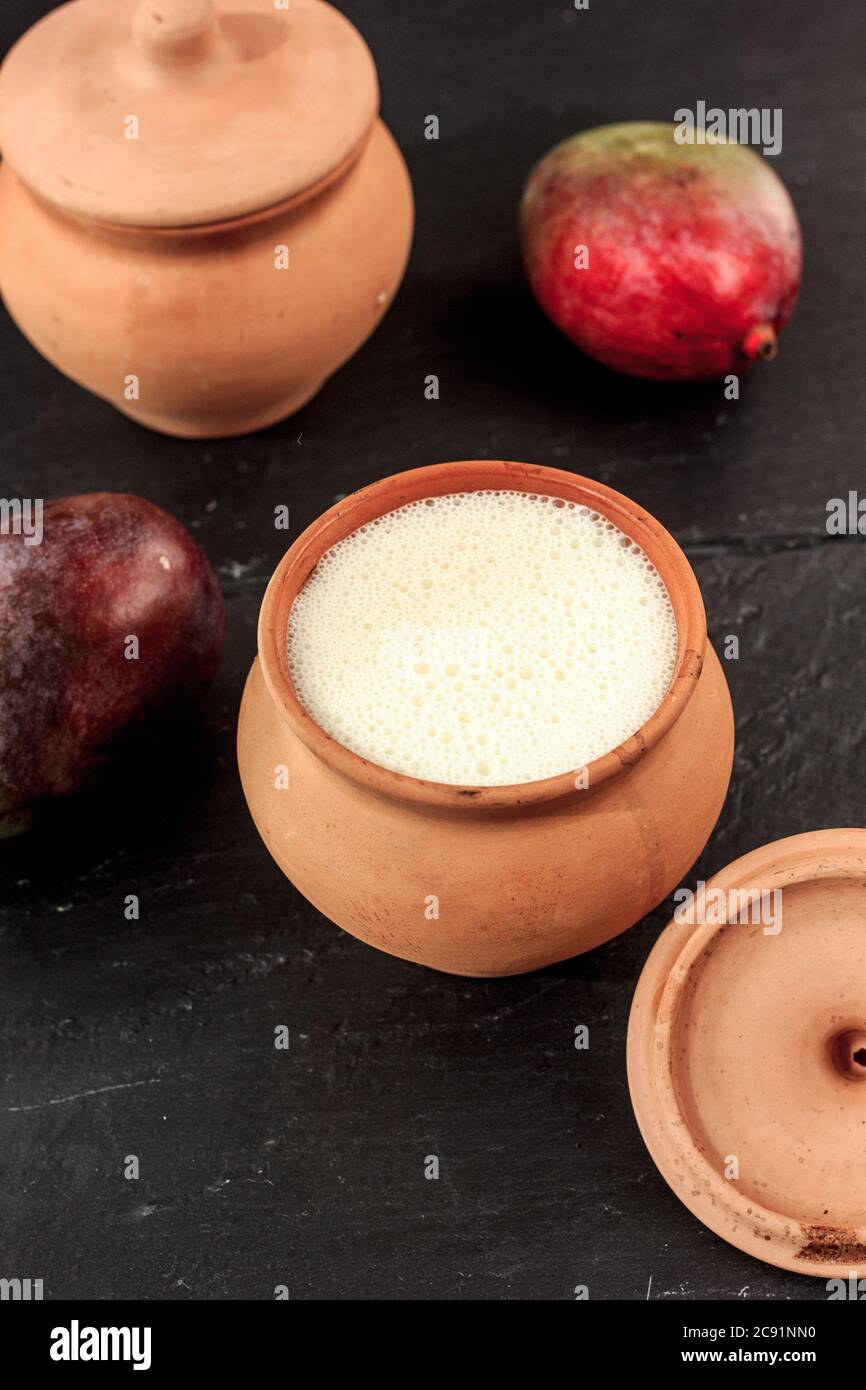 Fresh lassi in traditional indian clay pot Stock Photo - Alamy