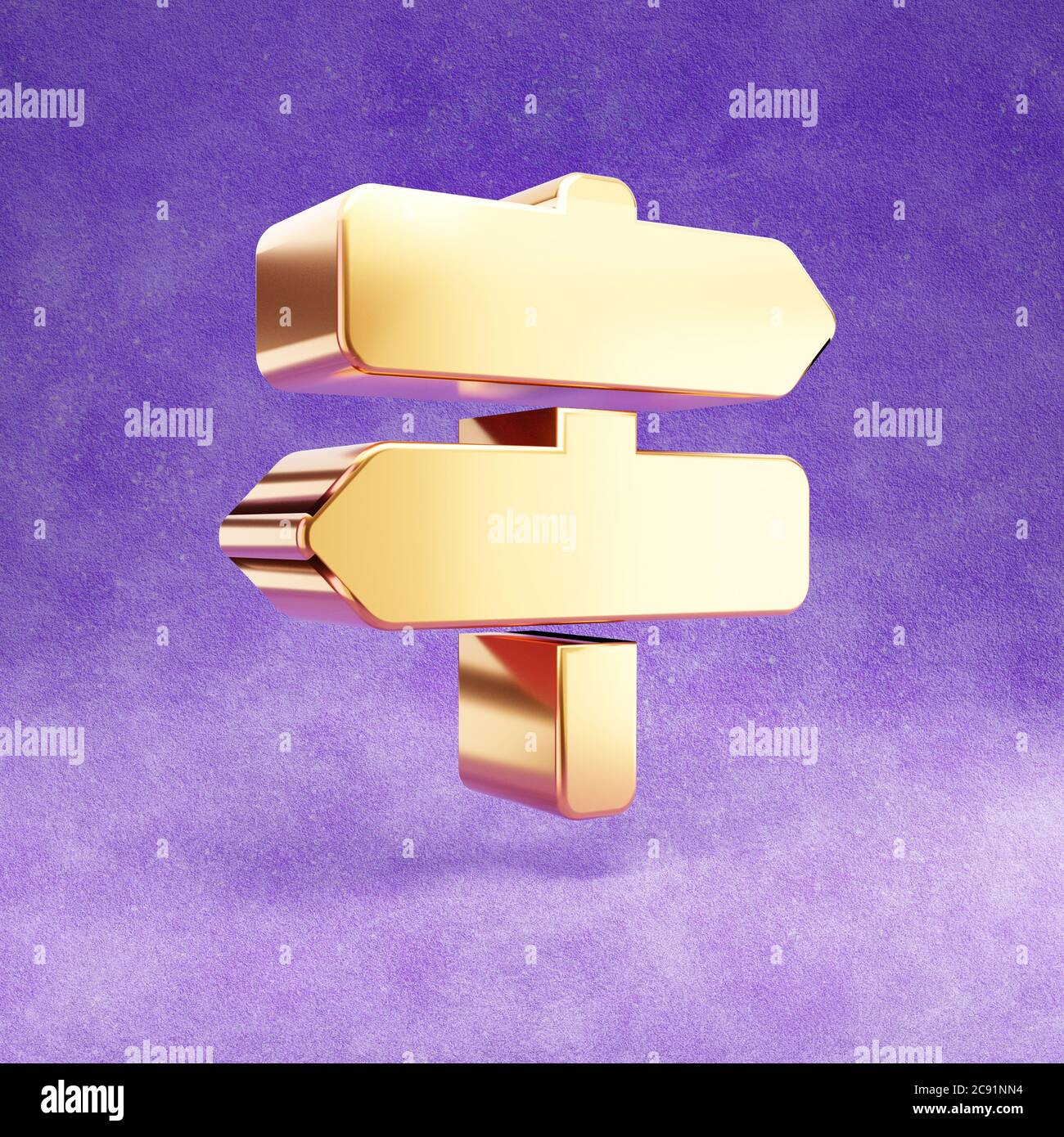 Map signs icon. Gold glossy Map symbol isolated on violet velvet ...