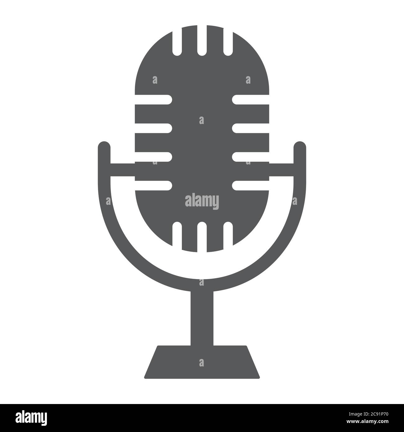 Studio microphone glyph icon, music and audio, retro mic sign, vector ...