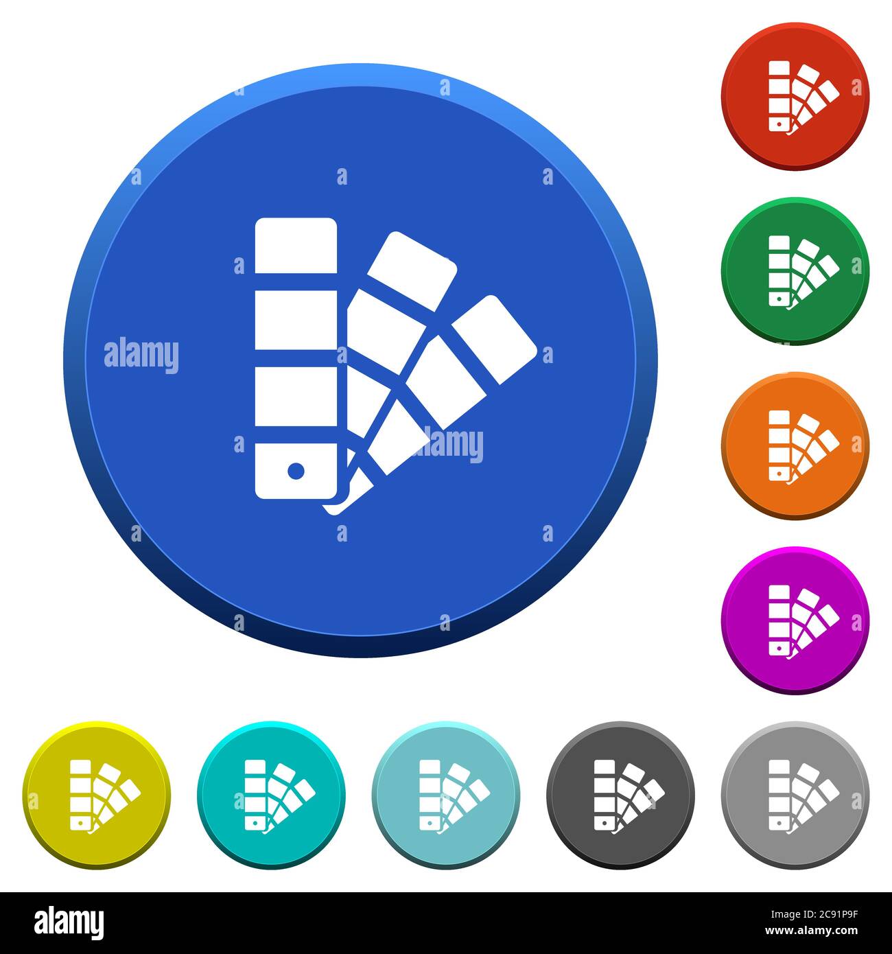 Color swatch round color beveled buttons with smooth surfaces and flat ...