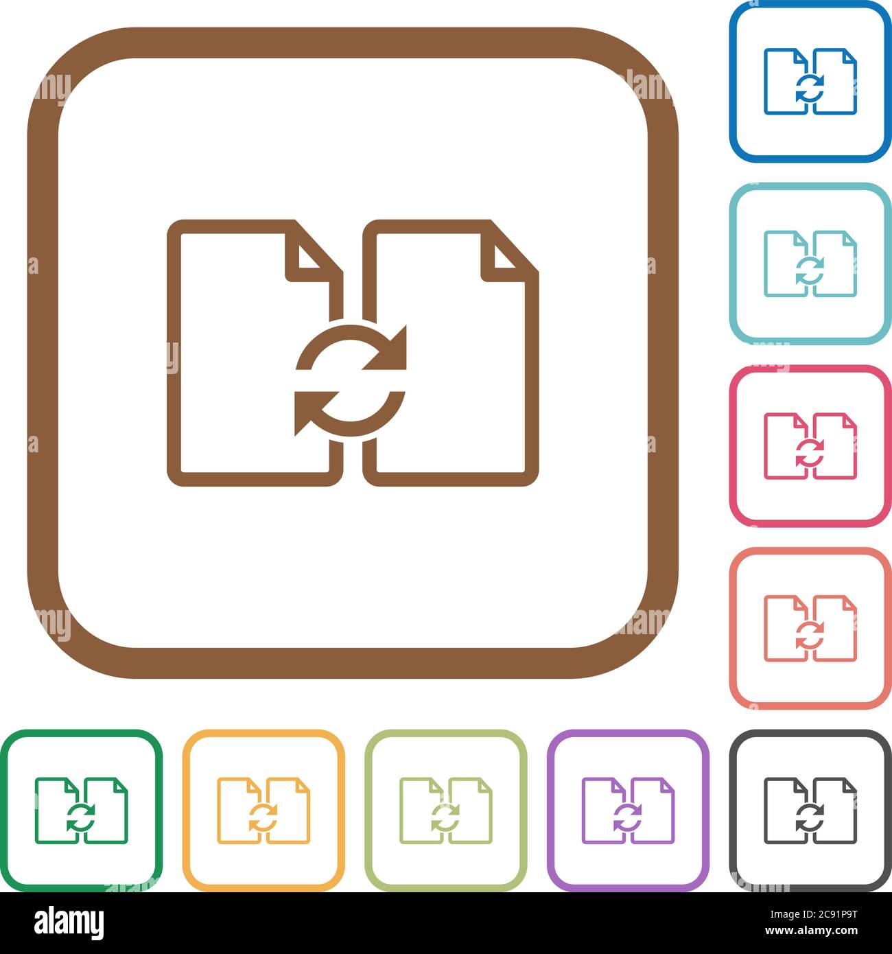 Swap documents simple icons in color rounded square frames on white background Stock Vector ...