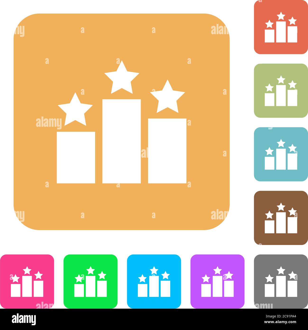 Ranking flat icons on rounded square vivid color backgrounds Stock Vector Image & Art - Alamy