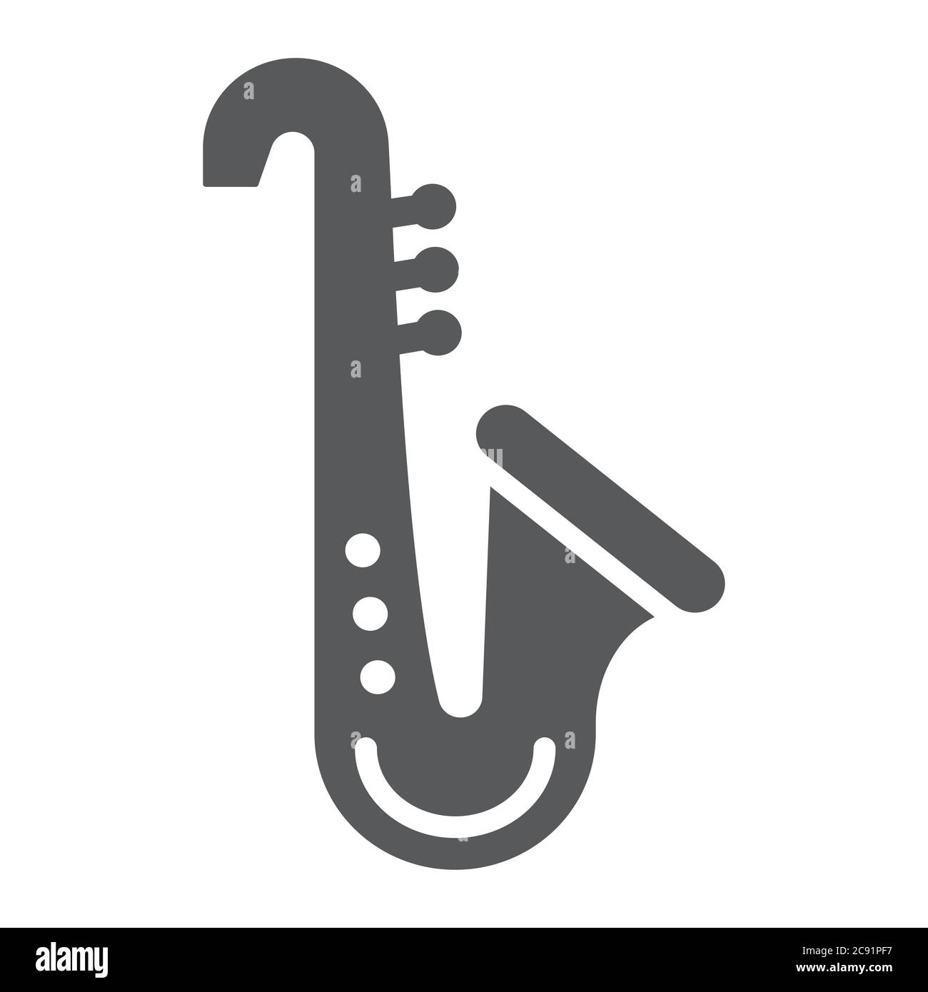 Saxophone glyph icon, music and instrument, trumpet sign, vector ...