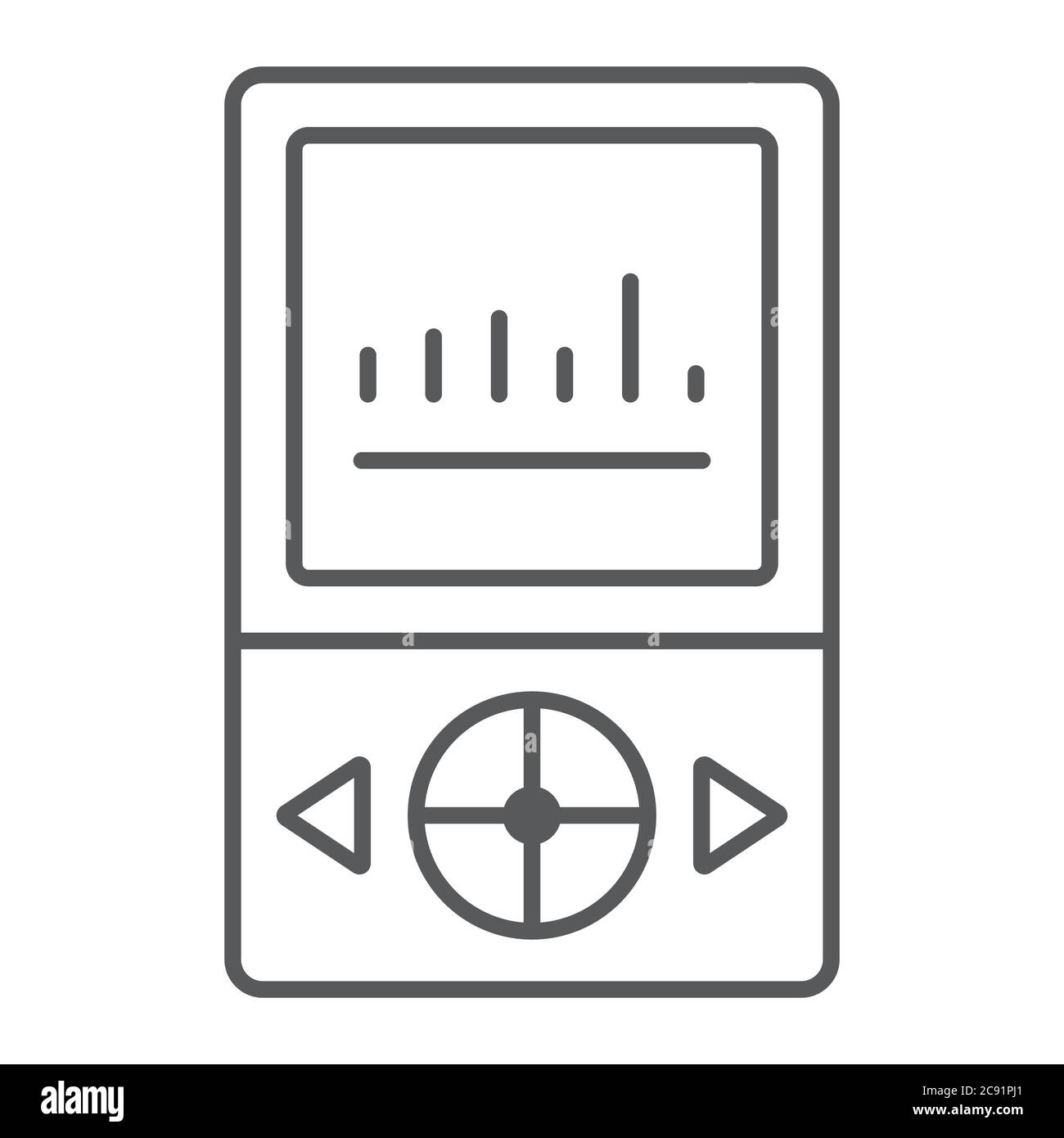 MP3 player thin line icon, musical and sound, music device sign, vector ...