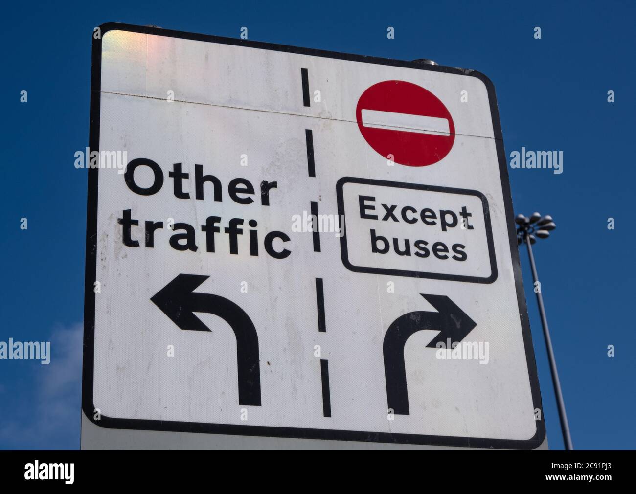 road sign indicating traffic direction in Liverpool March 2020 Stock ...