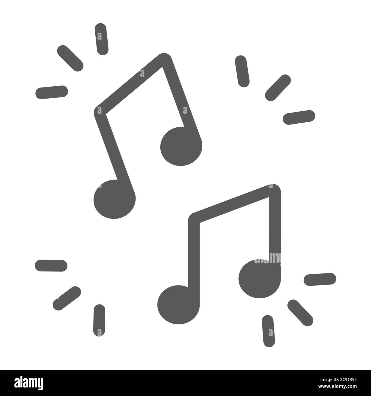 Music note glyph icon, musical and sound, melody sign, vector graphics ...