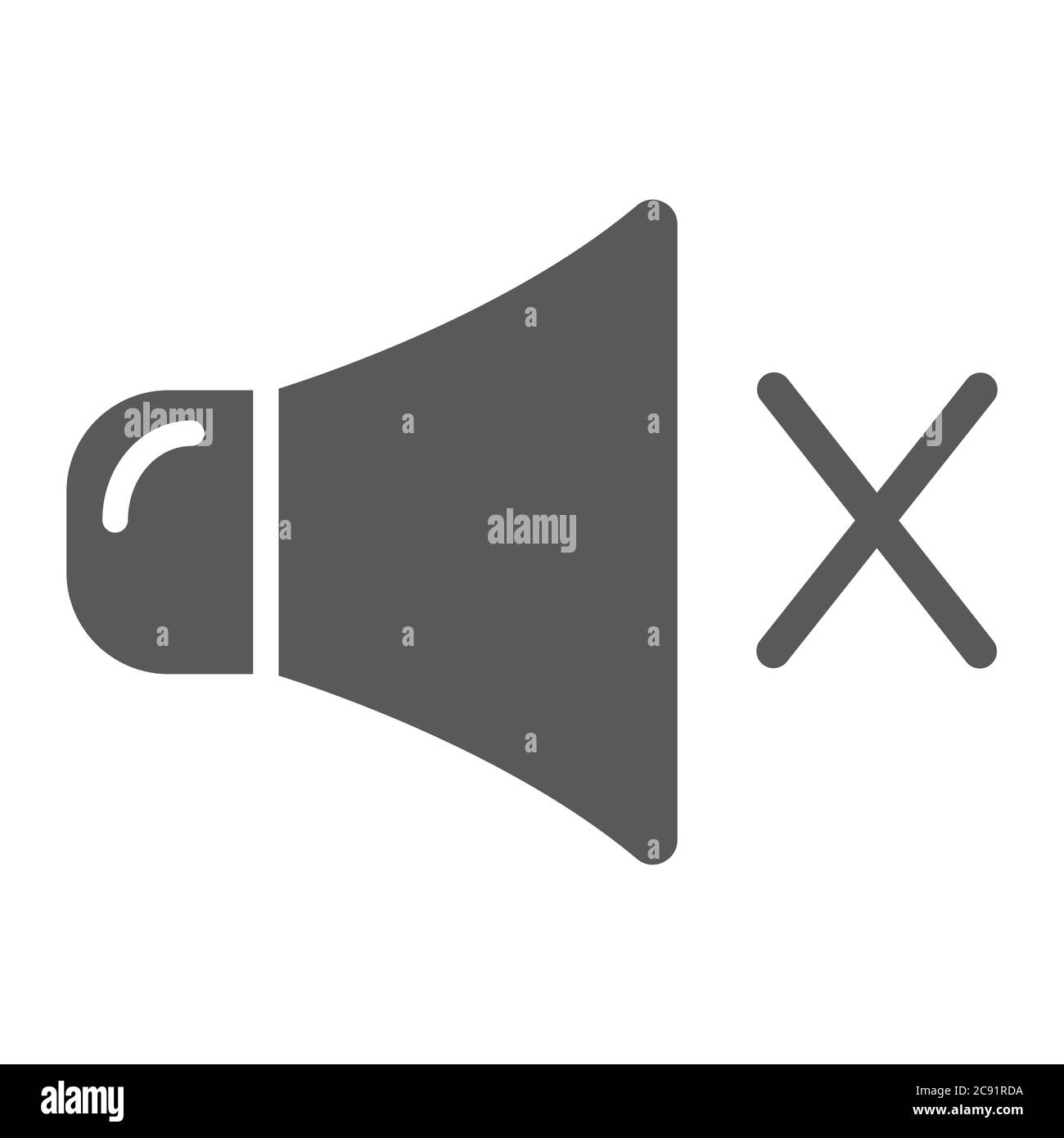 Soundless glyph icon, music and loud, no sound sign, vector graphics, a ...