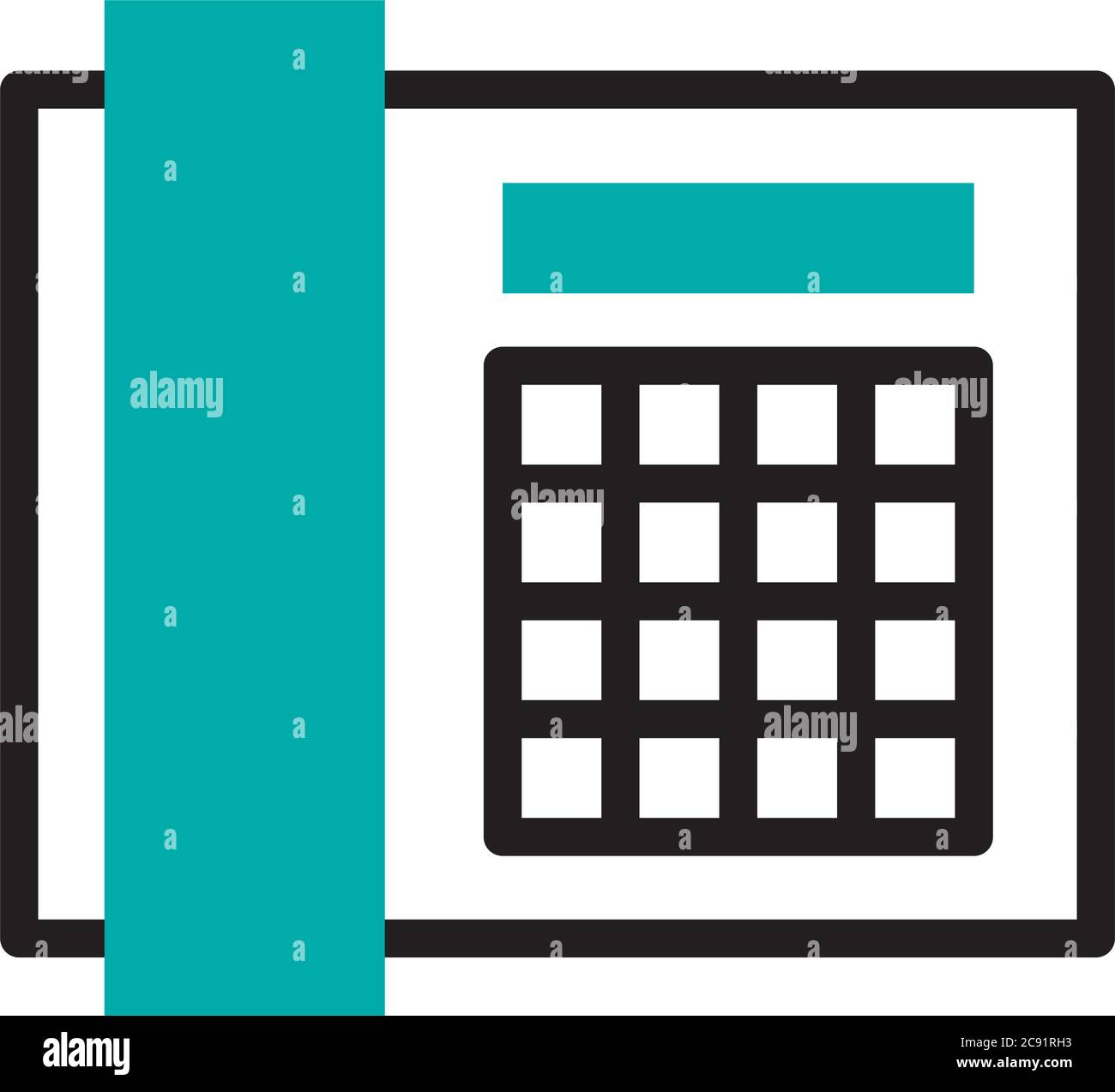 desk phone icon over white background, half line half color style ...