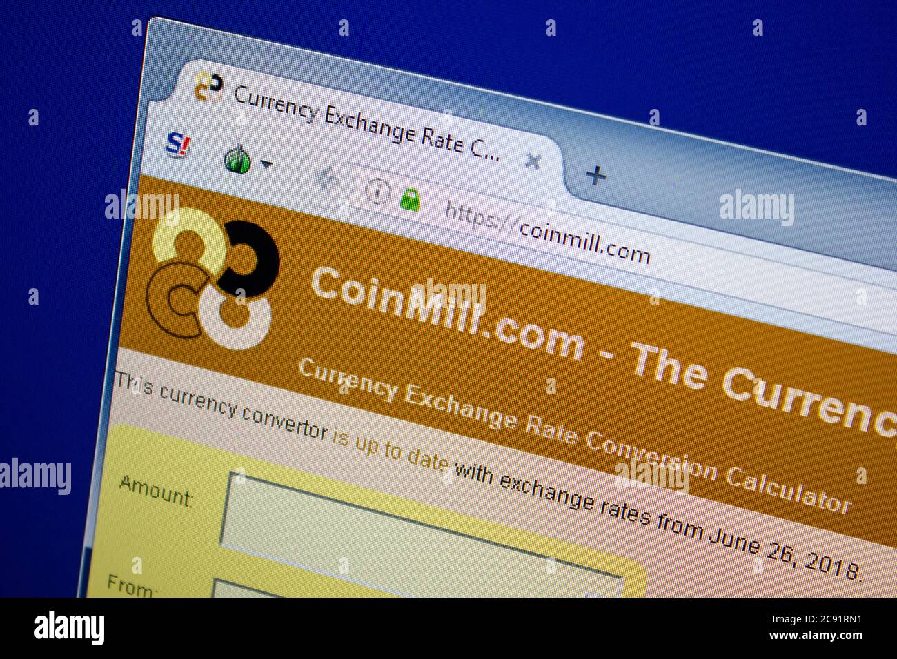 Ryazan, Russia - June 26, 2018: Homepage of CoinMill website on the ...