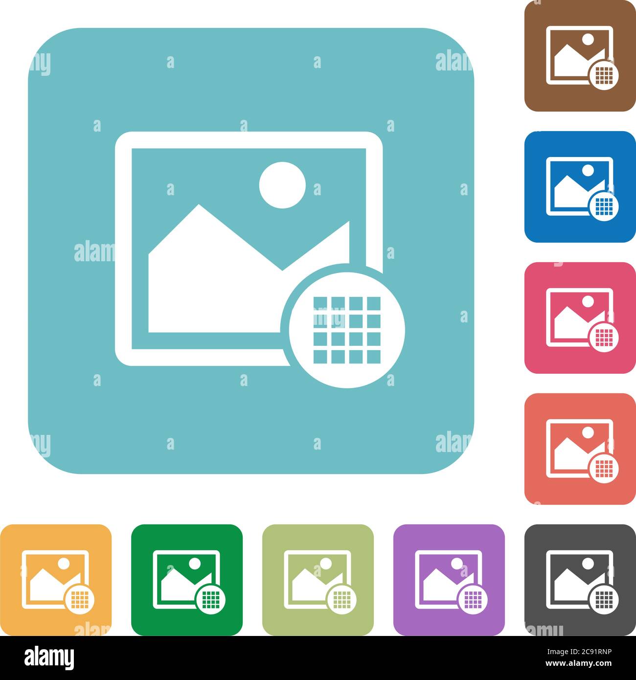 Image color palette white flat icons on color rounded square ...