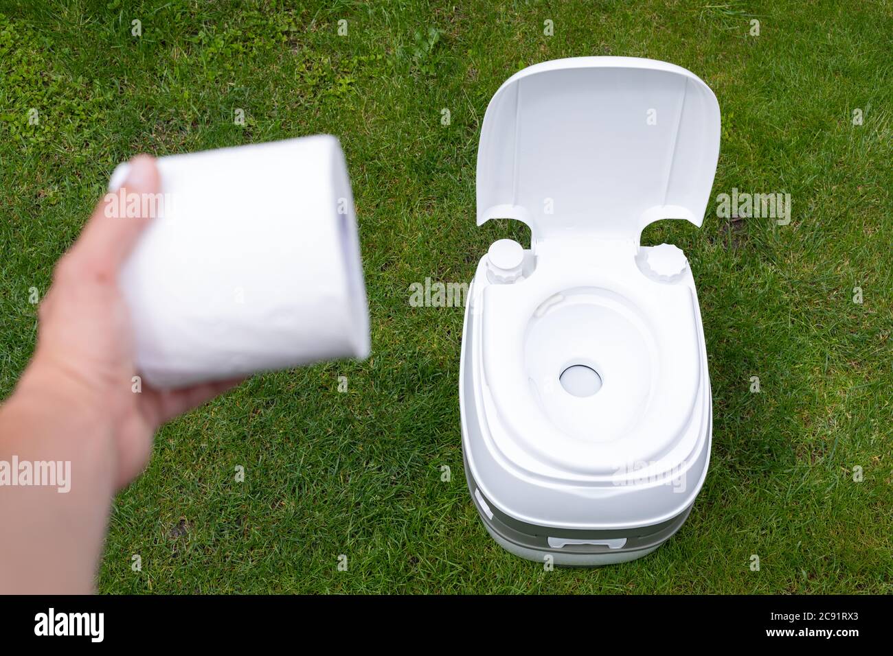 Picture of a clean and chemical toilet outdoor Stock Photo - Alamy