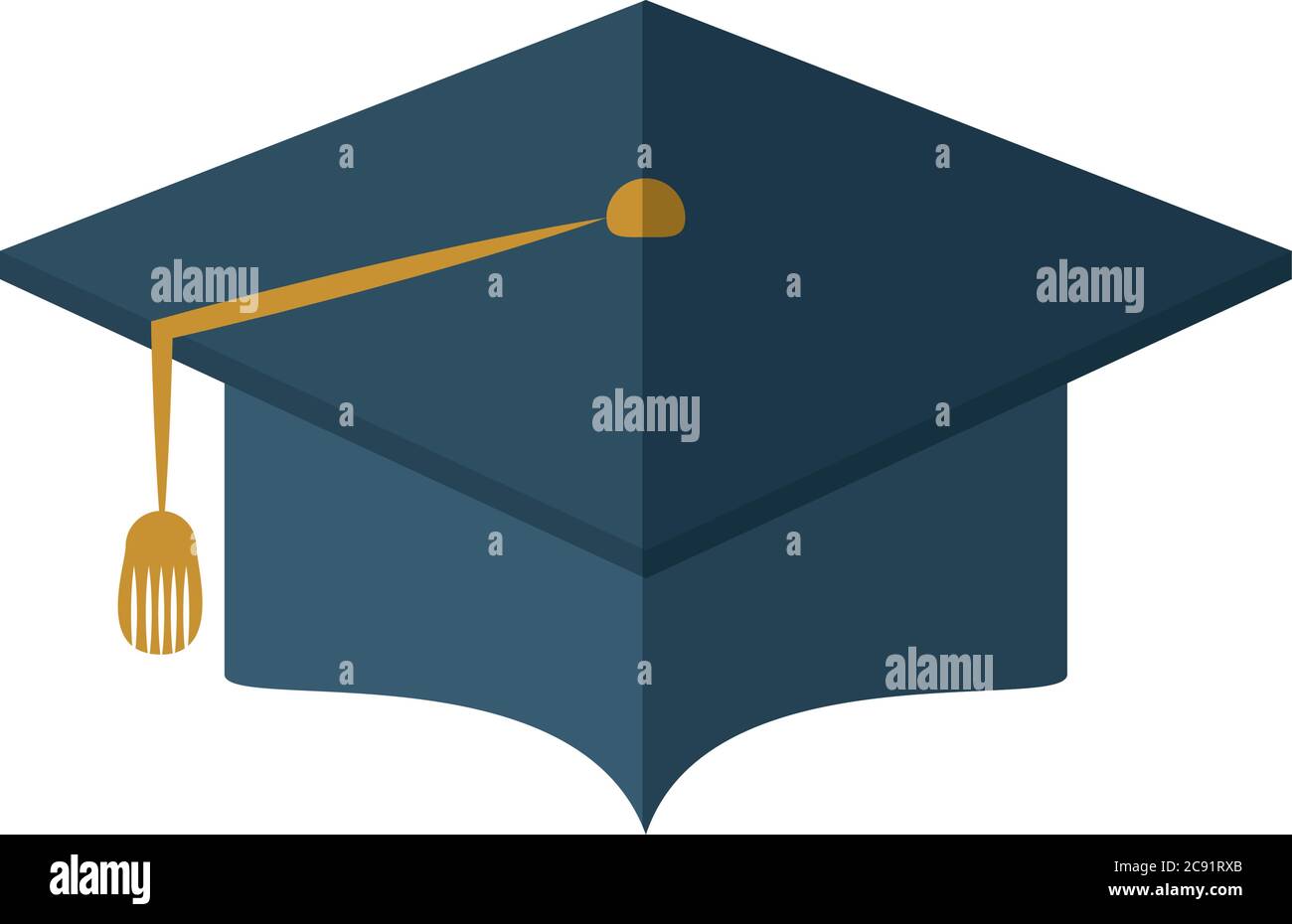 school education graduation hat flat icon with shadow vector ...