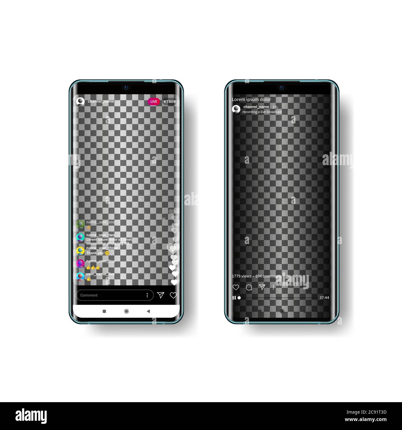 Social network. Live stream with comments and likes on the smartphone ...