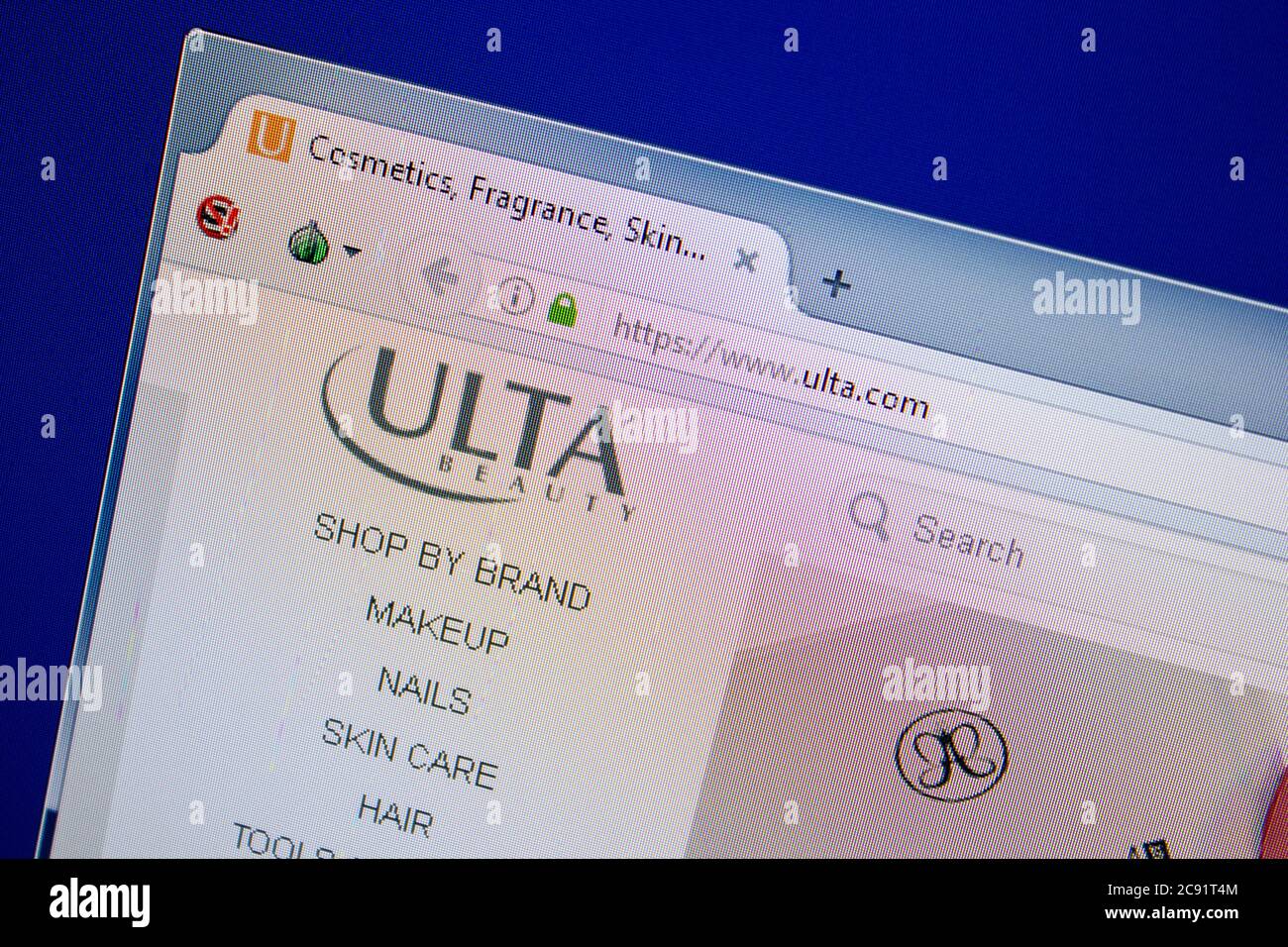 Ryazan, Russia - June 26, 2018: Homepage of Ulta website on the display ...
