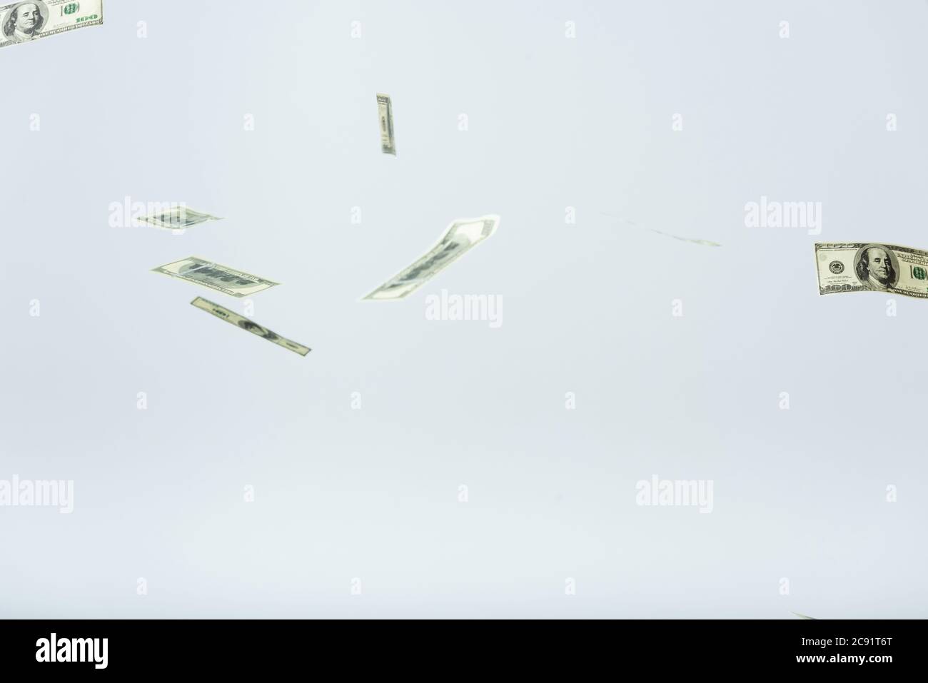 dollar banknotes falling isolated on white with copy space Stock Photo ...
