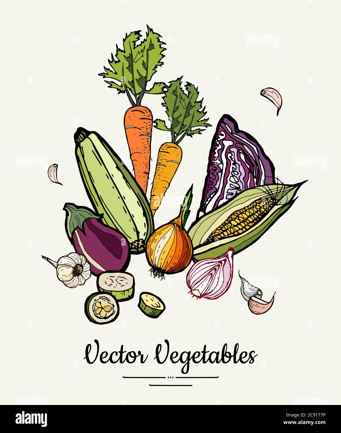 Vegetable isolated hand drawn illustration. Vector hipster drawn ...