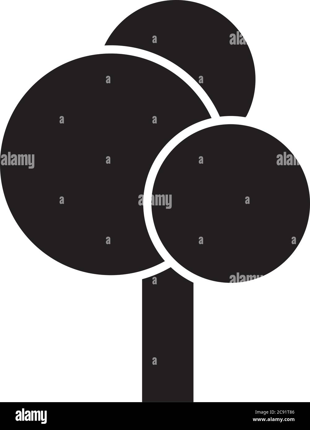 round shaped tree silhouette style icon design, Nature plant season ...