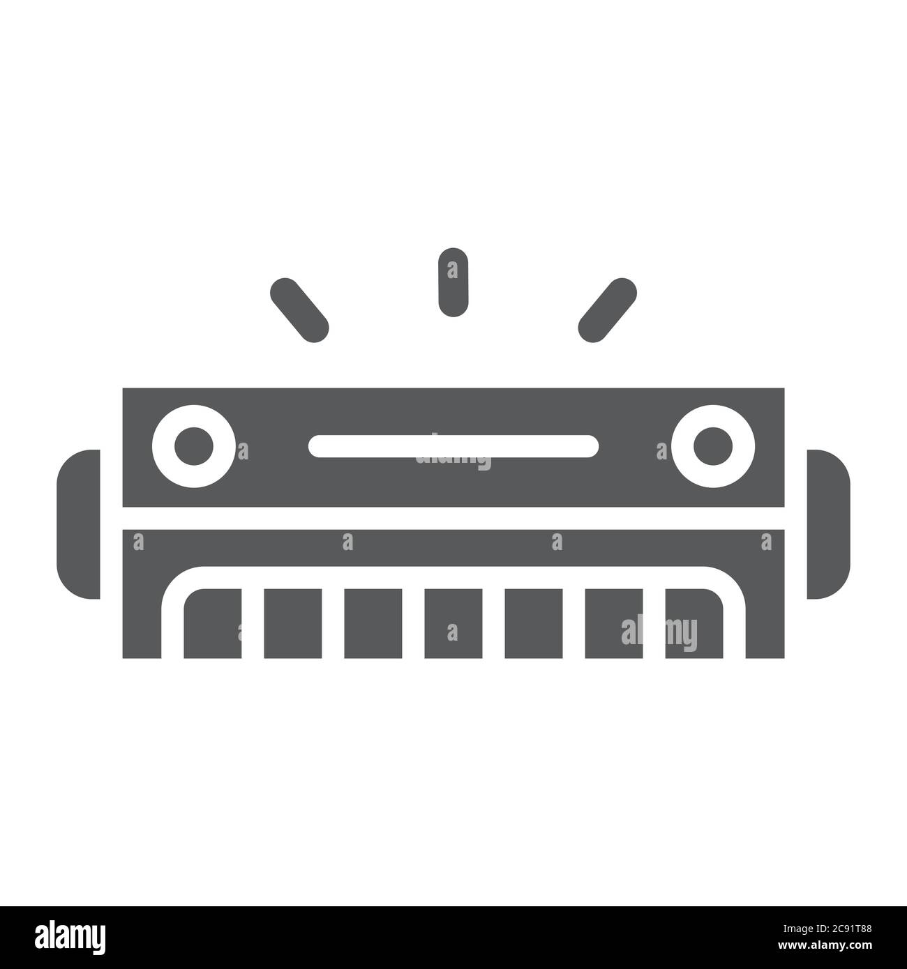 Harmonica glyph icon, music and sound, wind musical instrument sign ...