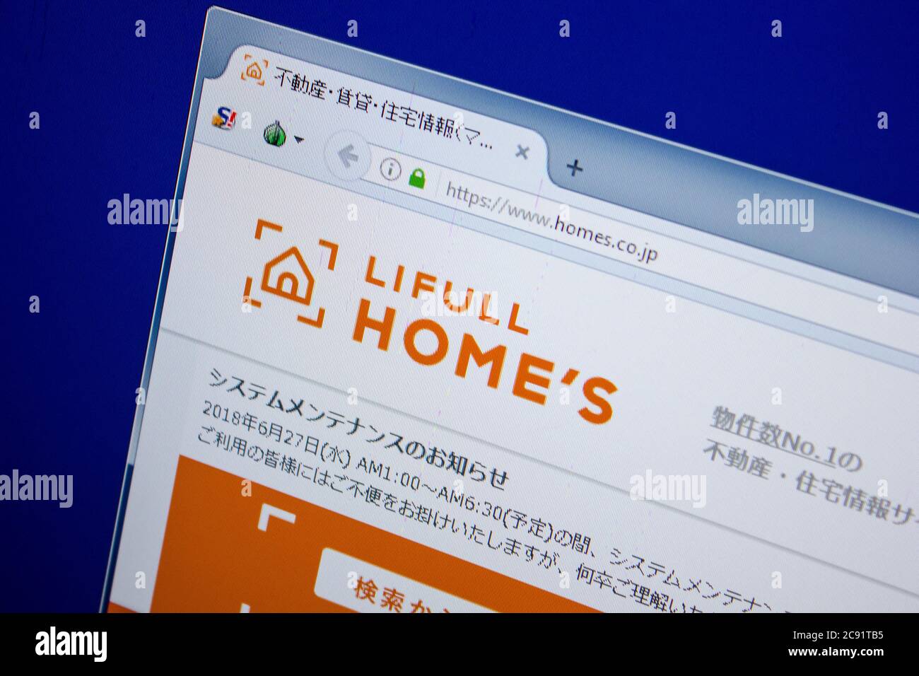 Ryazan, Russia - June 26, 2018: Homepage of Homes website on the ...