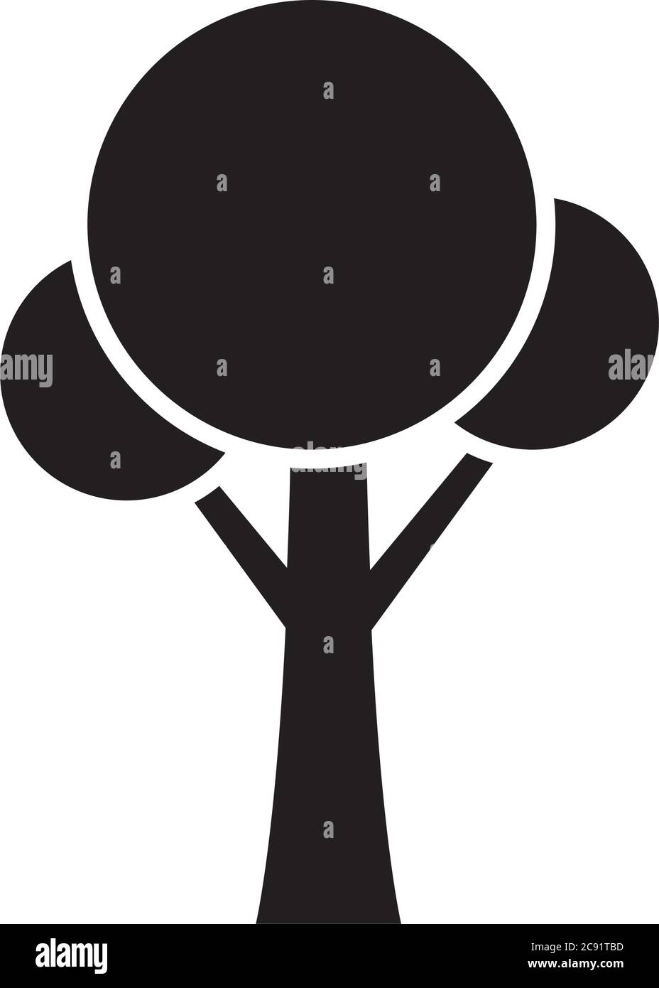 round shaped tree silhouette style icon design, Nature plant season ...