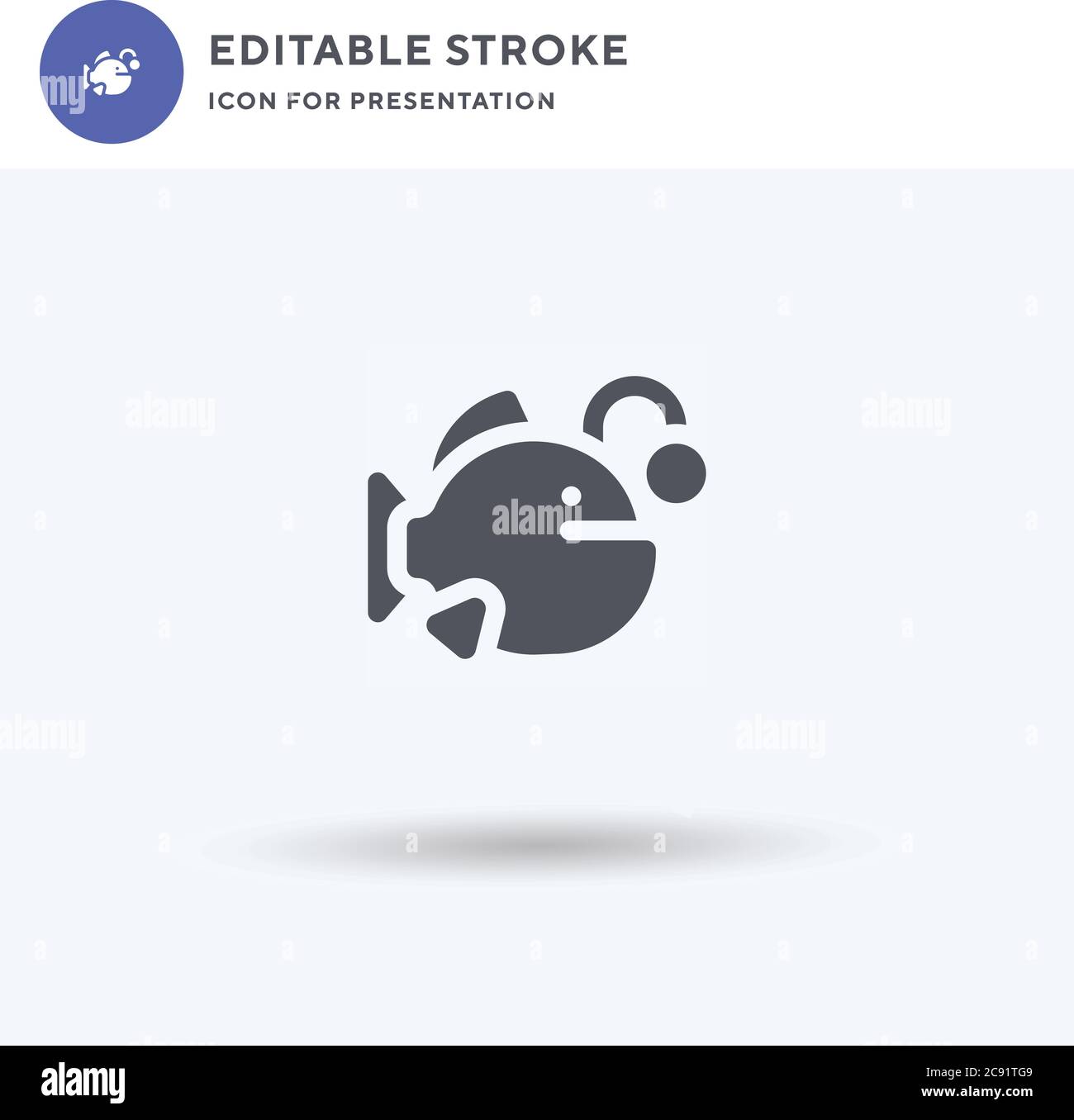 Anglerfish icon vector, filled flat sign, solid pictogram isolated on ...