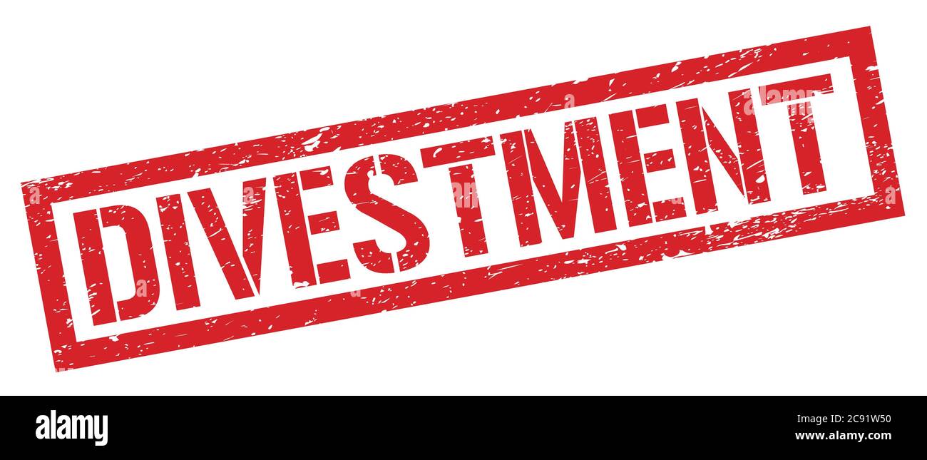 DIVESTMENT red grungy rectangle stamp sign Stock Photo - Alamy