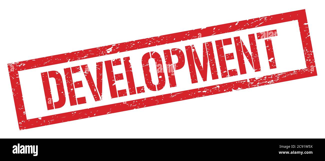 DEVELOPMENT red grungy rectangle stamp sign Stock Photo - Alamy