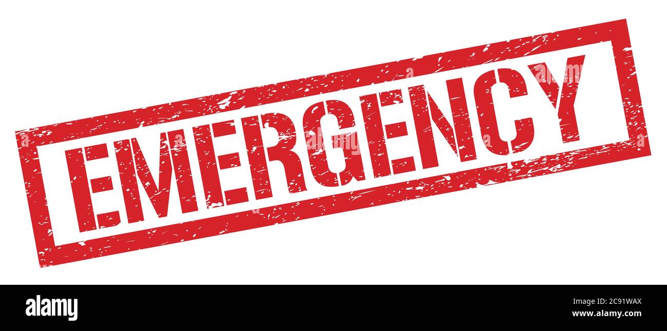 EMERGENCY red grungy rectangle stamp sign Stock Photo - Alamy