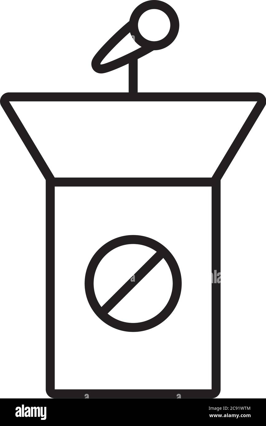 podium with stop ban line style icon design, Manifestation protest and ...