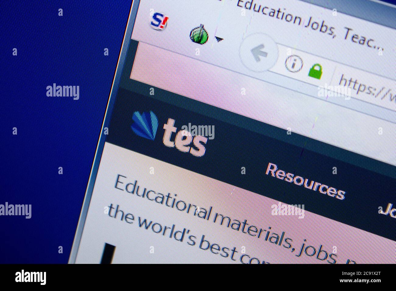 Ryazan, Russia - June 26, 2018: Homepage of TES website on the display ...