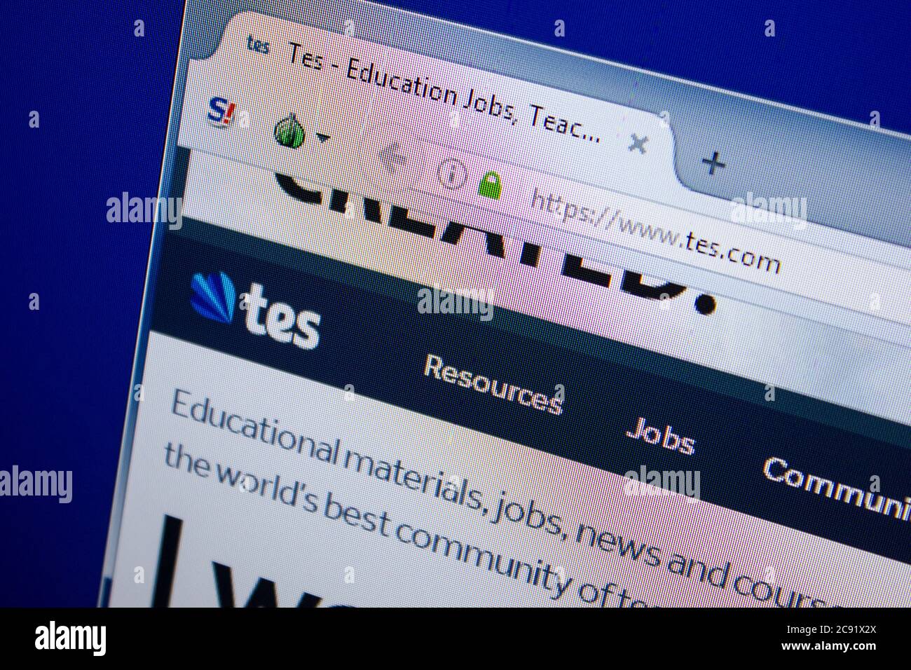 Ryazan, Russia - June 26, 2018: Homepage of TES website on the display ...