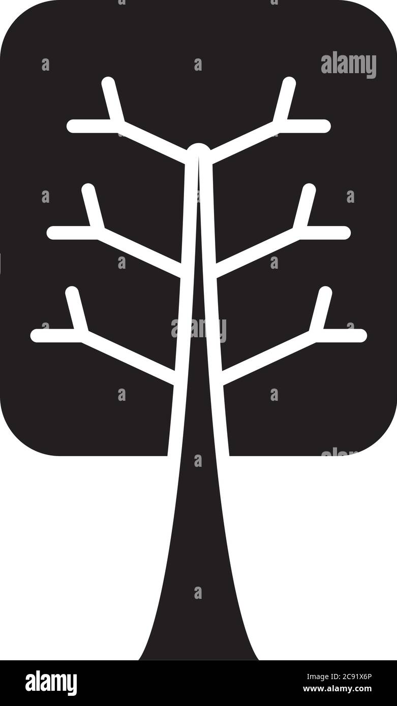 square shaped tree silhouette style icon design, Nature plant season ...