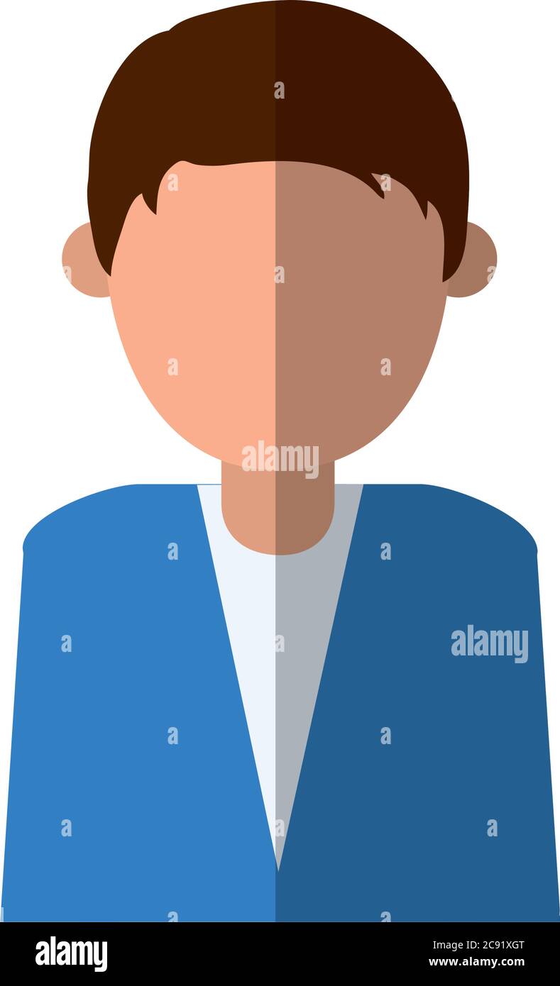 portrait man character cartoon faceless flat icon with shadow vector ...