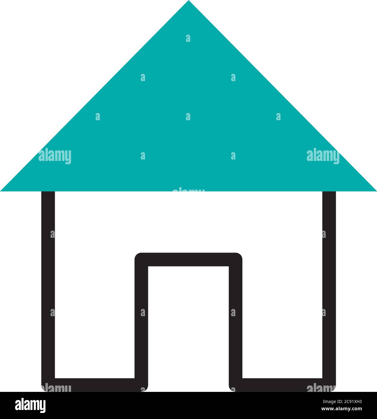 house shape icon over white background, half line half color style ...