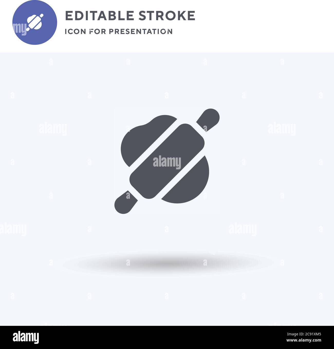 Rolling Pin icon vector, filled flat sign, solid pictogram isolated on ...