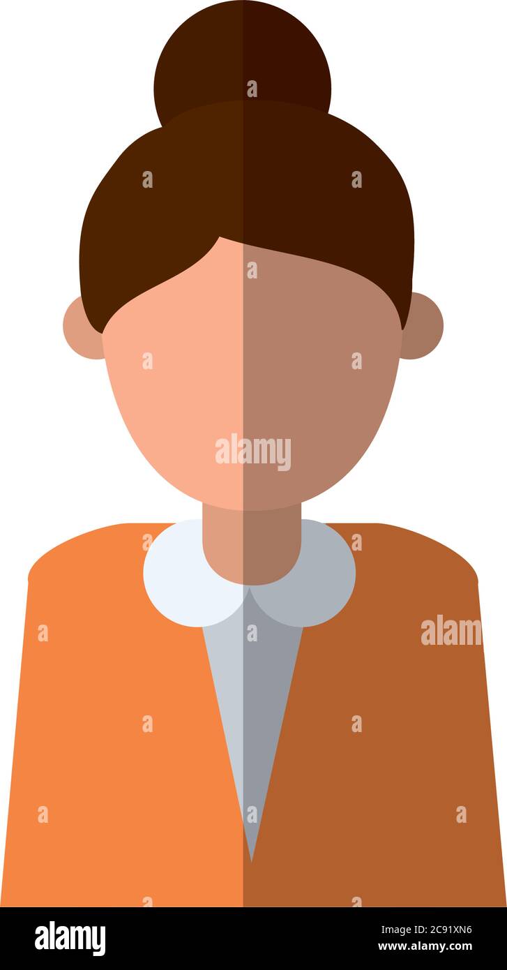 character woman faceless portrait flat icon with shadow vector ...