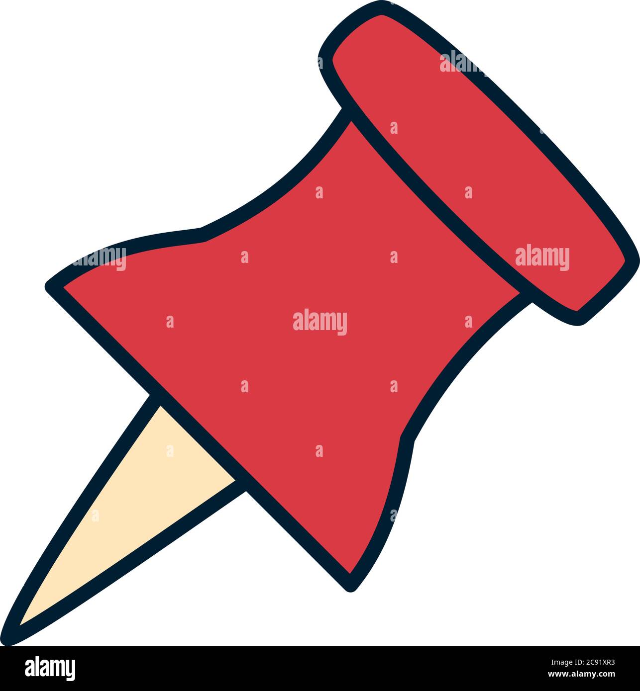 paper pin icon over white background, fill and line style, vector ...